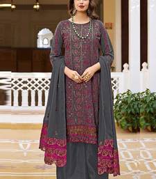 Grey heavy faux georgette embroidery pakistani salwar suit - Veega ...