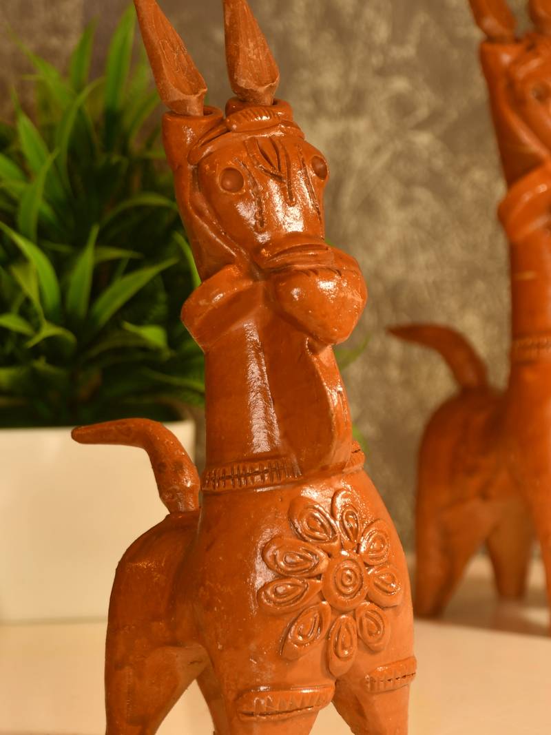 SOWPEACE Handcrafted Terracotta Horse The Mudded Baked Clay showpiece ...