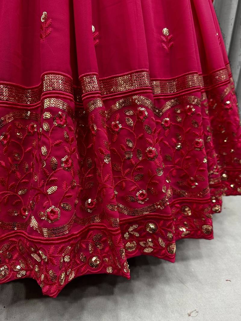 Riya Sadi Pink Floral Embroidery Work Georgette Lehenga Choli with ...