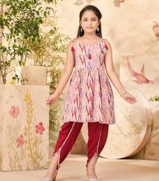 Aarika girls ethnic wear maroon colour abstract print cotton dhoti ...