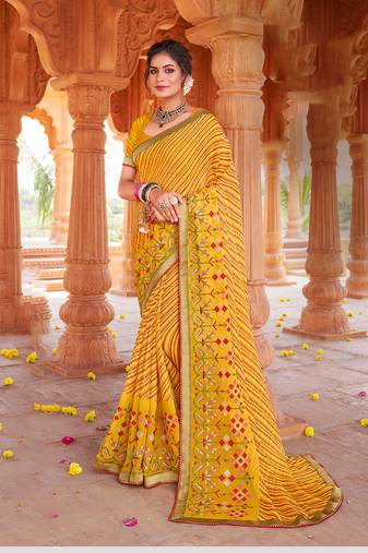 Yellow Sarees: Buy Designer Yellow Saree for Haldi & Wedding