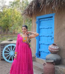 PINK BANDHANI PRINT WORK WITH KUTCHI PATCH WORK IN FAUX GEORGETTE ...