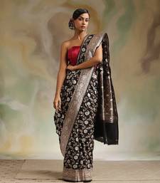 Classic Jacquard Black Saree - Freyaa - 4422323