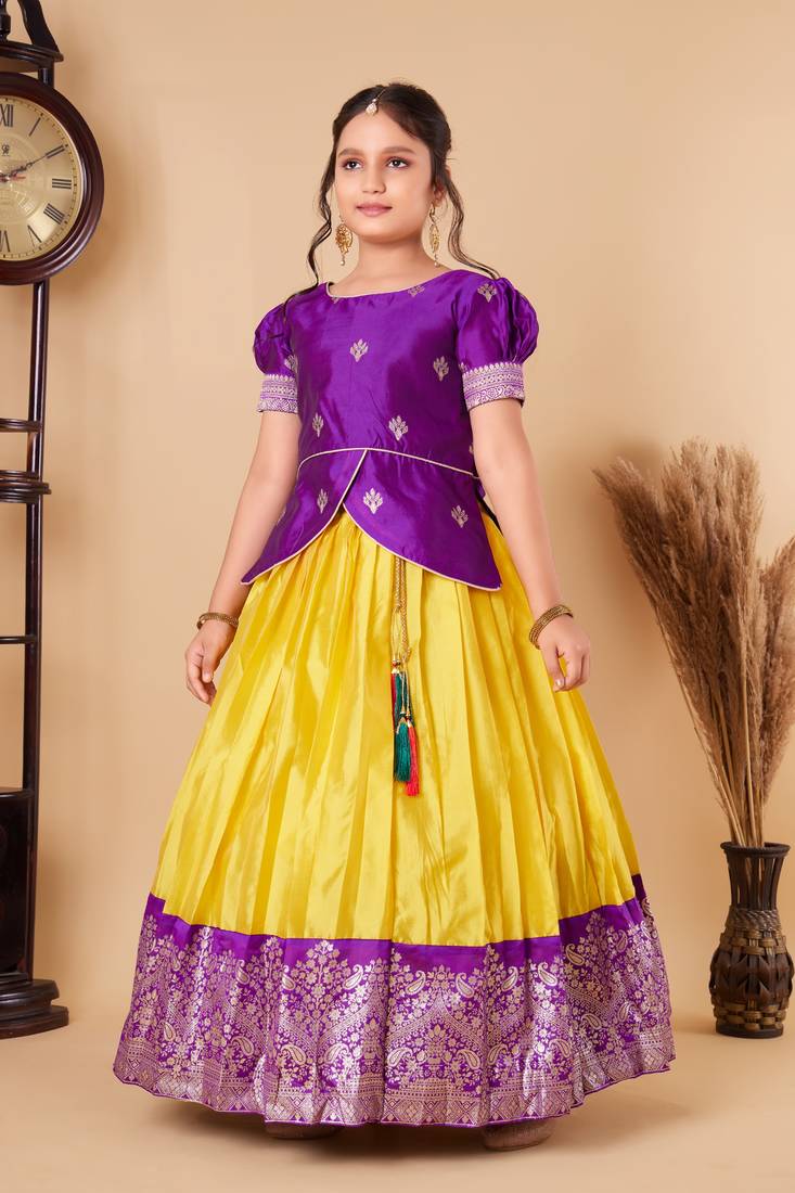 Baby Girls Ringani New south Indian traditional pattu pavadai Jacquard ...
