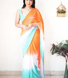Beautiful Soft georgette Double Color Sarees in orange color - Aazuri ...