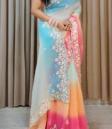 SOFT CRUSH MULTI COLOR PRINT GEORGETTE FABRIC ON BEAUTIFUL C-PALLU ...