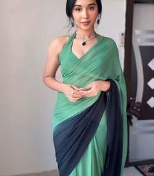 Pure Georgette Fabric Padding Print Ready To Wear Saree With Un ...