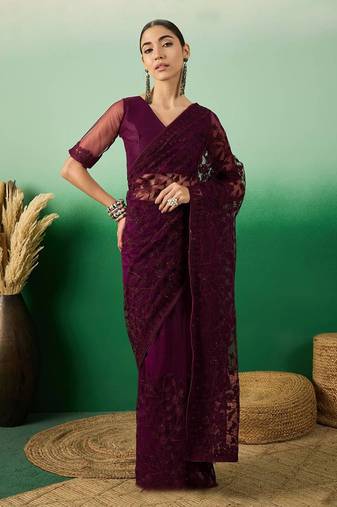 Buy Latest Designer Net Sarees Collection Online for Women
