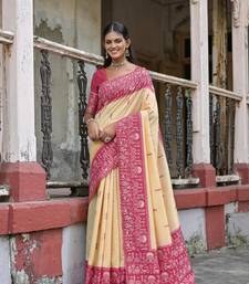 Rani Pink Soft Raw Silk Saree Contrast Weaving Border With Fancy ...