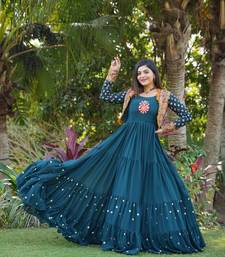 Blue Colour Trending Faux Georgette Heavy Work Fully Stitched Koti With ...