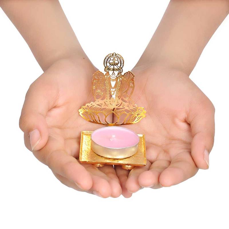 Goddess Laxmi Mata golden Machine Cutting Work Festive Diya with Wax ...