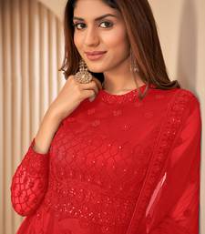 Provocative Red Net Semi Stitched Wedding Women's Salwar Kameez Semi stitched - Eilara - 4504924