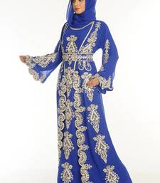 Royal blue embroidered georgette islamic kaftan - Mehran Creation - 4569175
