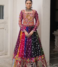 MULTICOLOR GEORGETTE PRINT VINTAGE GAMTHI EMBROIDERY WORK STITCHED ...