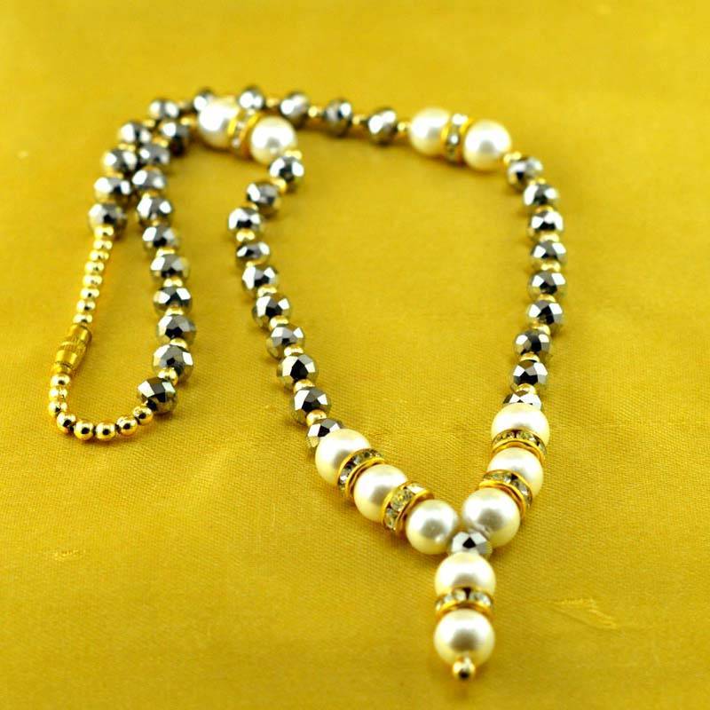 beads polki kundun moti mala size-17"inch - vidhya_kangan - 75457