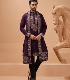 PURPLE VISCOSE SILK THREAD & SEQUINS EMBROIDERED WORK FUNCTION FESTIVAL ...