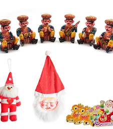 Wooden Musician Set N Santa Mask Christmas Gift 142 - LITTLE INDIA - 726589