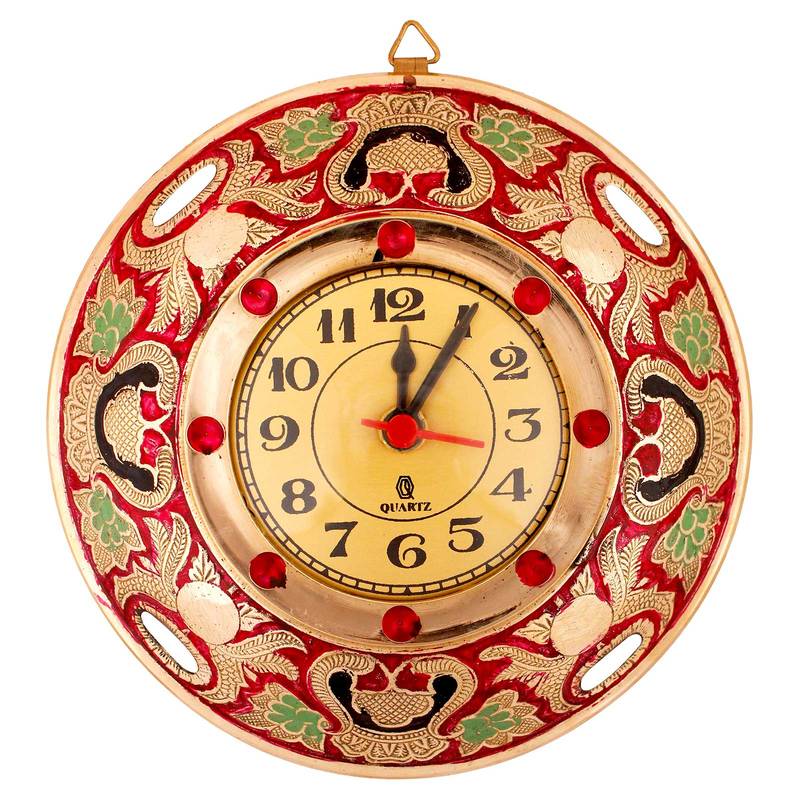 Rajasthani Real Brass Sword Armour Wall Clock - Halowishes - 731966