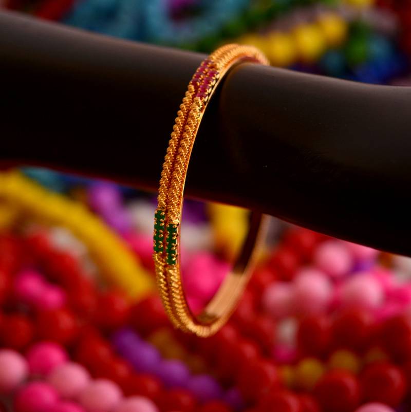 Ruby emerald bangles - Radhas Creations - 80355