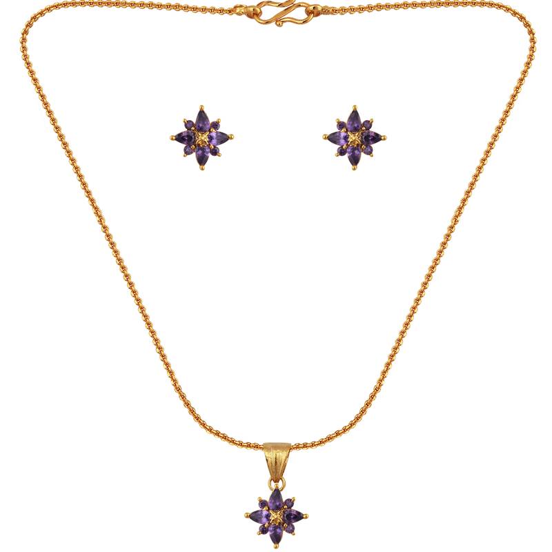 Gold Plated Simple Pendant Set - SthriElite - 815791