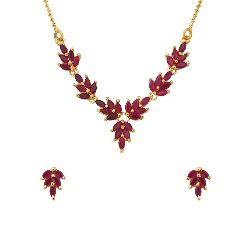 Simple Ruby Necklace Set - SthriElite - 815937