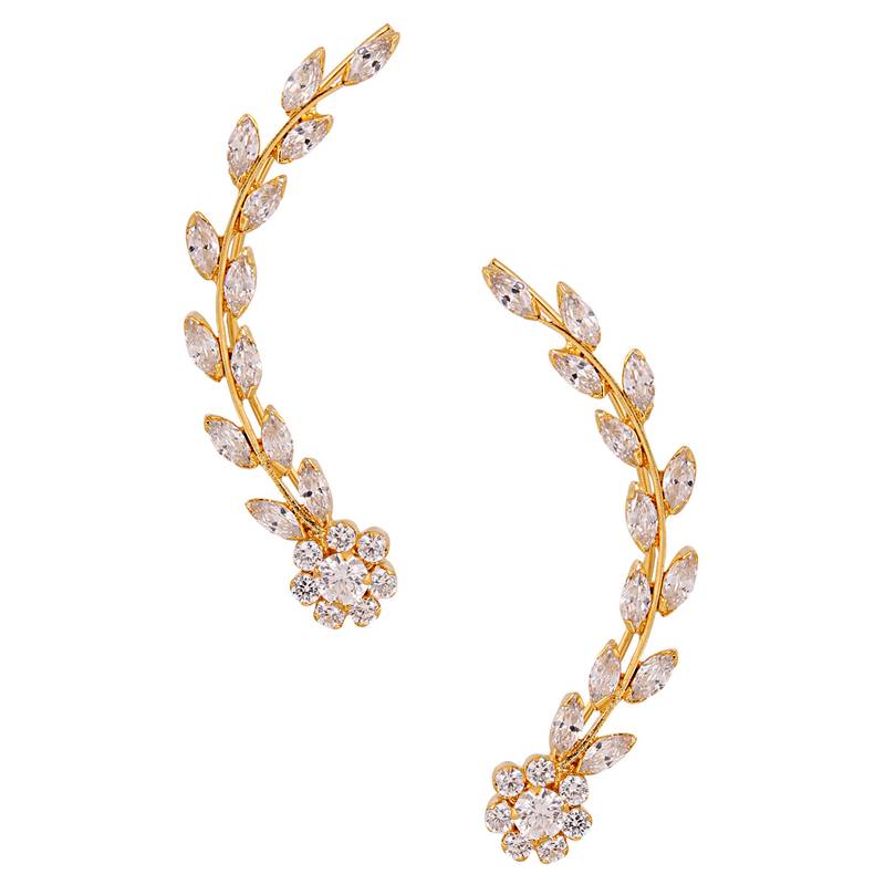 White Combo of 3 Cuff Earrings - Parijaat - 822662