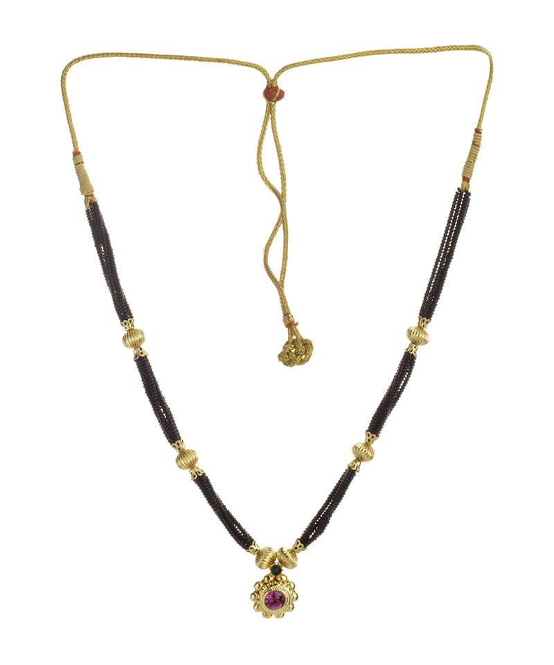 Saaj Ghat Central Jaav Mani Manchali 24K Gold Plated Alloy Mangalsutra ...