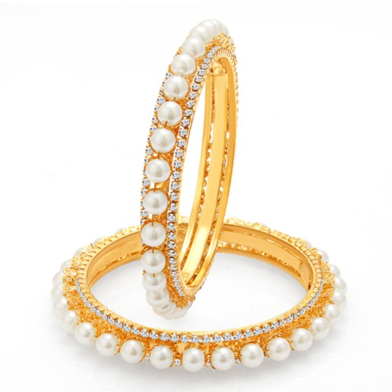 Finely Gold Plated Pearl Bangle For Women - Sukkhi Online Private ...
