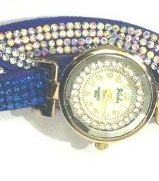 Dark Blue Crystal Shimmer Modest Analog Watch - For Women - Tanu - 857916
