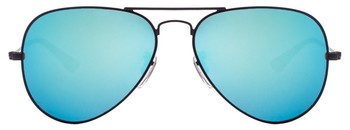 Black Frame Sky Bluesh Reflector Mirror Flat Aviator Sunglass - Tanu ...
