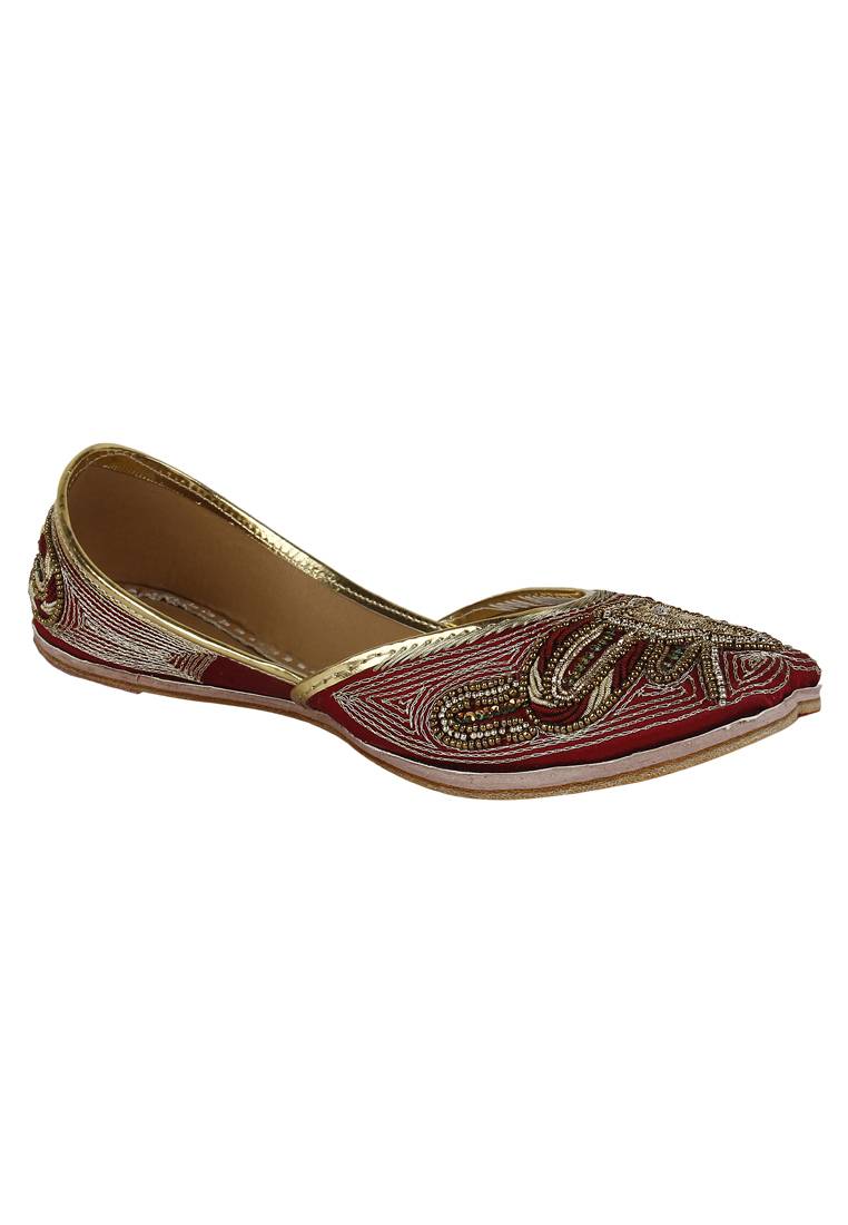 Red Fabric and Leather Ladies footwear - Saashiwear - 886439