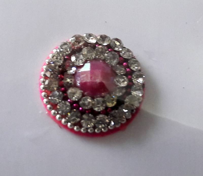 Round Baby Pink Bindi with decorations - Kamal's Fashion - 906073