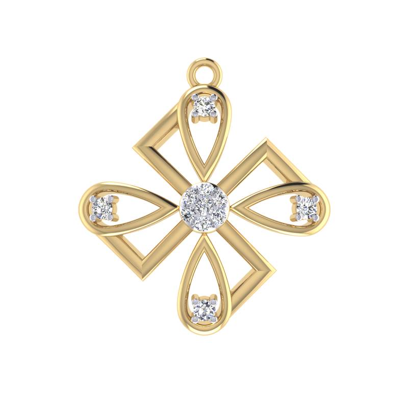 18Kt Pure Gold The Floral Swastik Diamond Pendant From Jewellery Bazaar ...