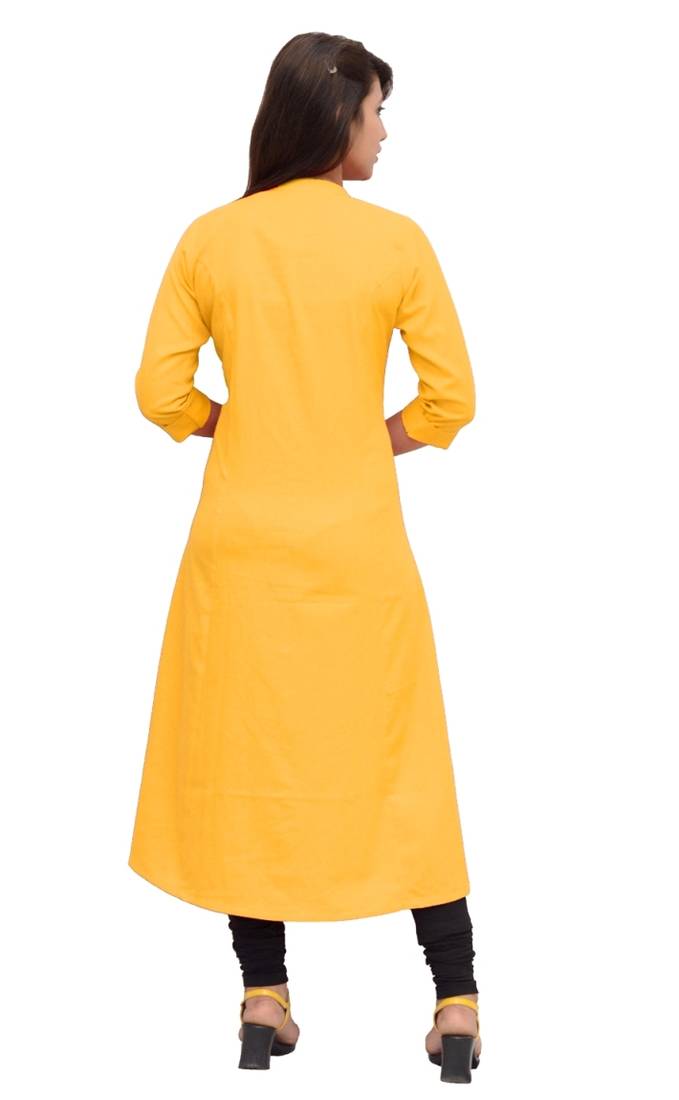 Princess Cut Kurti Linen Front Buttoned Formal Wear Kurta - Charu ...
