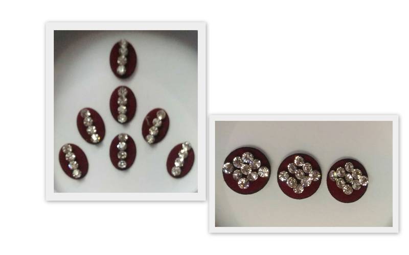 7 oval and 3 round valvet mehrun color bindi - Kamal's Fashion - 969432