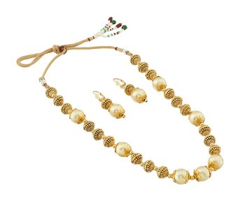 Antique Pearl & Golden Ball Mala Necklace Fancy Jewellery - Satyam ...