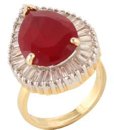 APPINESS Collection Semi-Precious Red Stone Begets Wedding Ring For ...