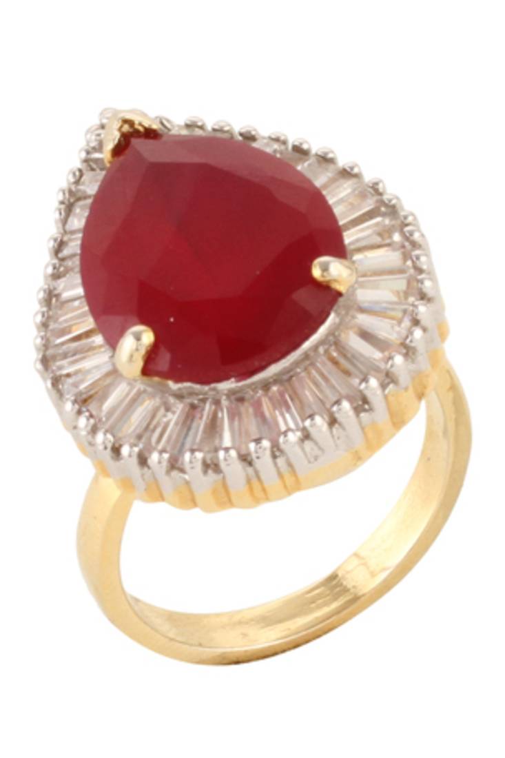 APPINESS Collection Semi-Precious Red Stone Begets Wedding Ring For ...