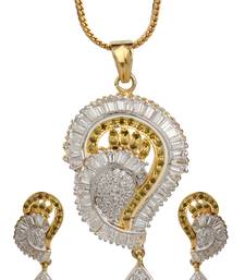 HAPPINESS Collection Two Tone Diamond-Look-A-Like Pendant Set For Women ...