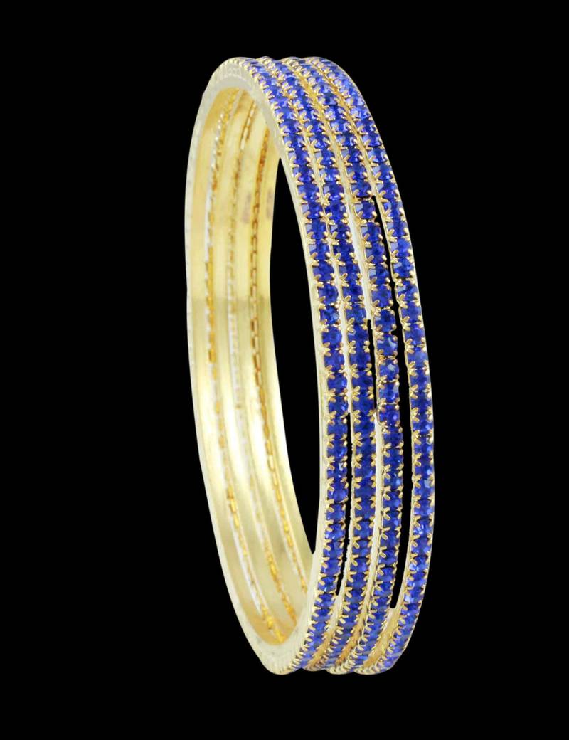 Royal Blue Polki Stones Bangles Jewellery for Women - Orniza - Orniza ...