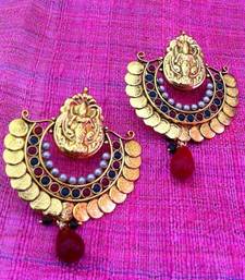 Red green ram leela inspired goddess Lakshmi motif ginni coin earring ...
