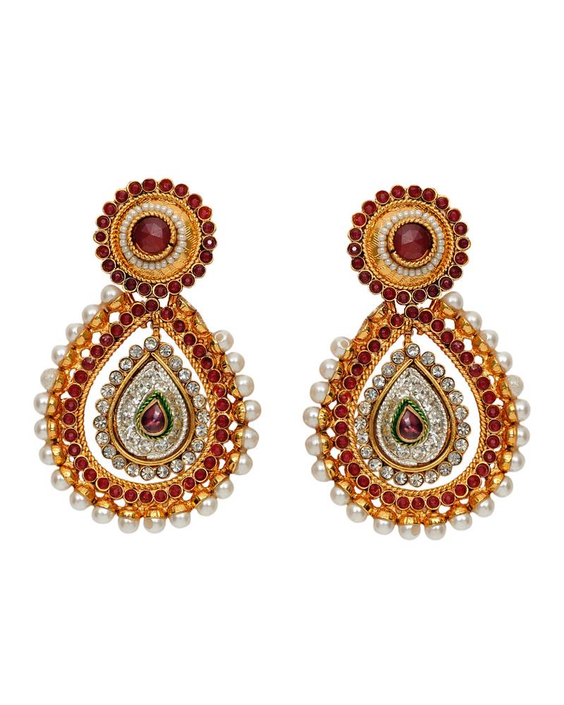 maroon ethnic earrings - vardhaman goodwill - 10168