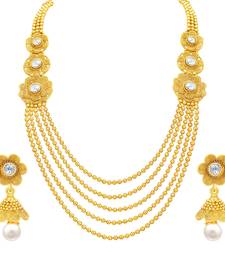 Intricately crafted five string jalebi gold plated necklace set for ...
