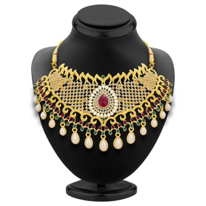 Fancy Gold Plated AD Necklace Set For Women - Sukkhi Online Private ...