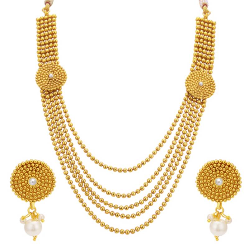 Classic Five String Gold Plated Necklace Set For Women - Sukkhi Online ...