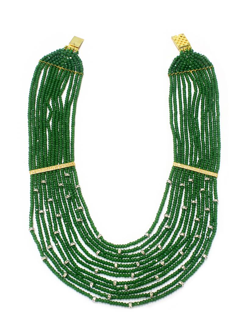 Emerald green pearl layered necklace - Eighth Fold - 1147400