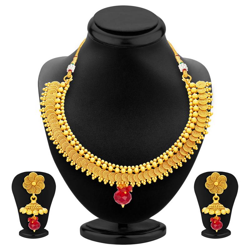 Modern Jalebi Gold Plated Necklace Set For Women - Sukkhi Online ...