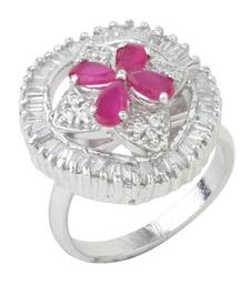 HAPPINESS Collection Silver Pink Red Sparkle Beget Studded Party Ring ...