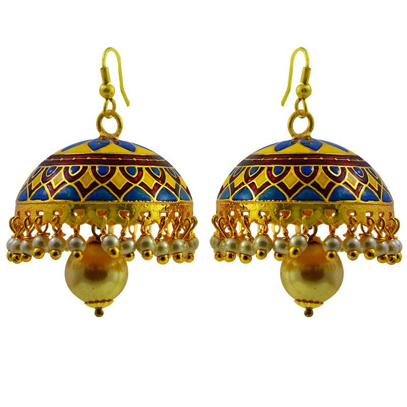 Stunning multicolor meenakari tokri jhumki set - MK Jewellers - 1190965