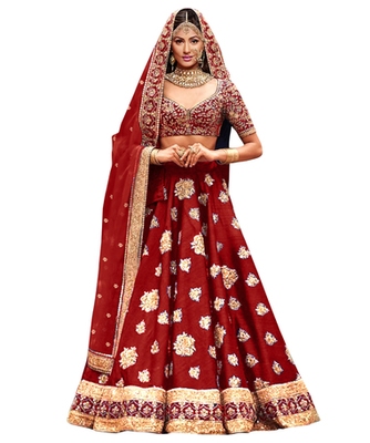 Red Bhagalpuri Bridal Wear ghagra choli - Ethnicbasket - 1286160